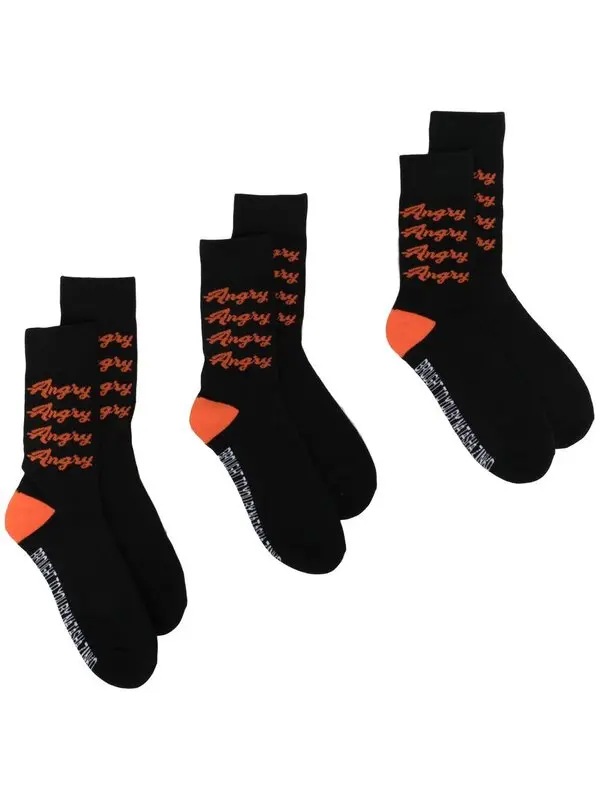 Natasha Zinko Angry-print Socks - Black