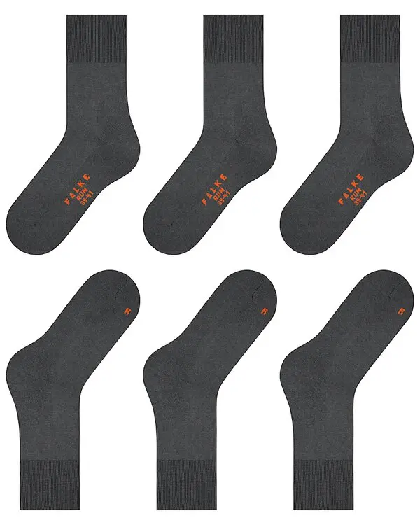 Falke Run Crew Socks Pack Of 3 - Dark Grey