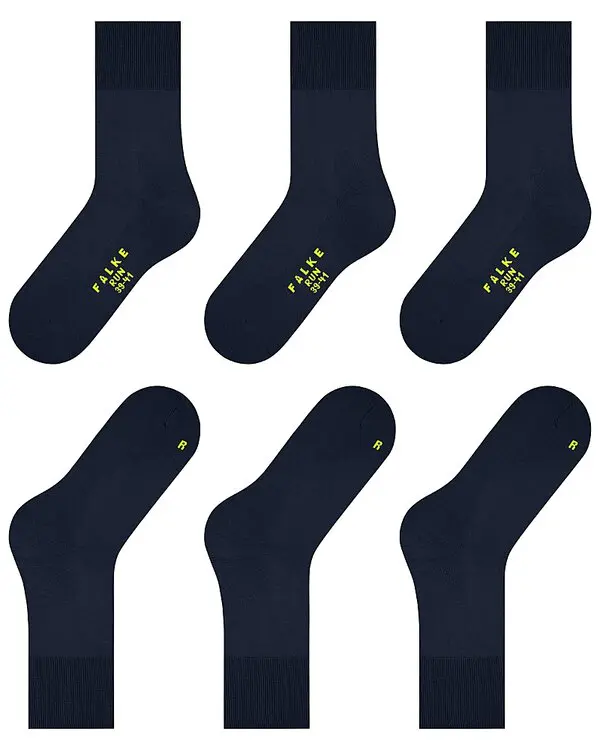 Falke Run Crew Socks Pack Of 3 - Marine