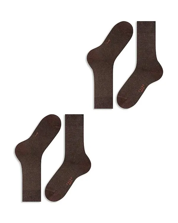 Falke Happy Crew Socks, Pack Of 2 - Dark Brown