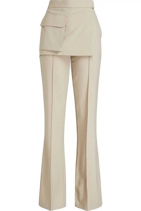 Helmut Lang Layered Twill Bootcut Pants - Beige
