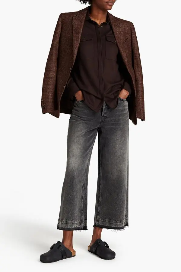 Rag & Bone Maya Cropped Wide-leg Jeans - Charcoal