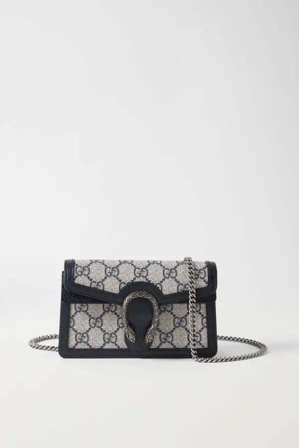 Gucci Dionysus Super Mini Leather-trimmed Coated-canvas Shoulder Bag