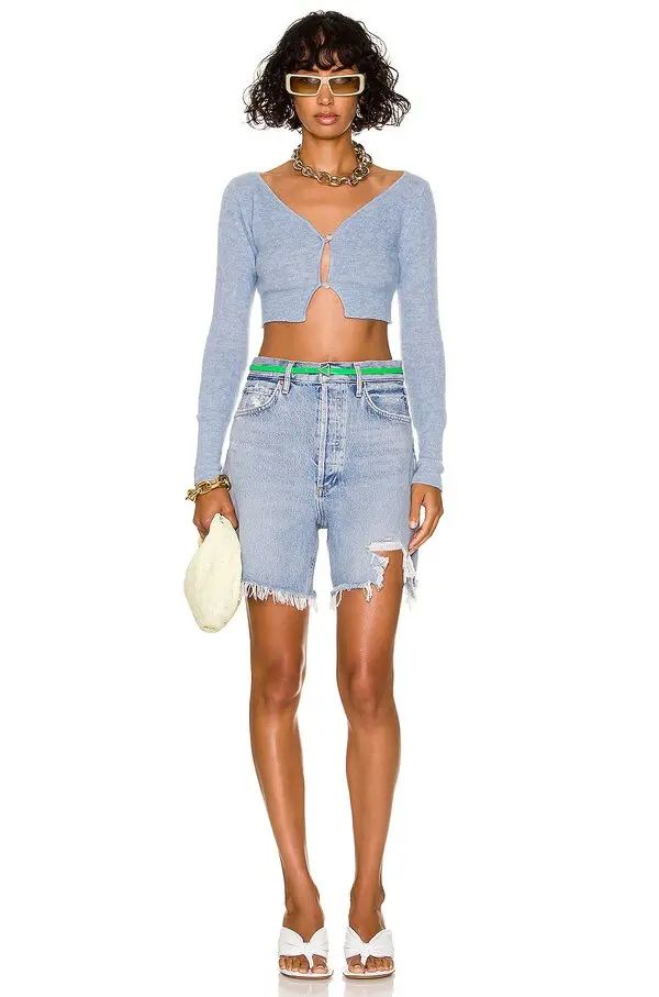 AGOLDE Stella High Rise Baggy Short In Blue