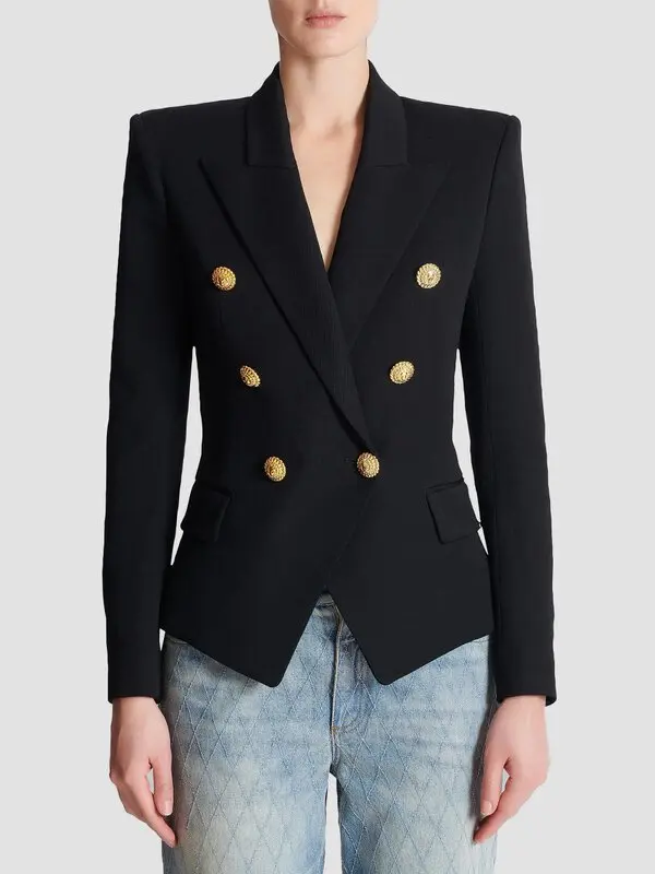 Balmain Wool Double-breasted Jacket - Noir