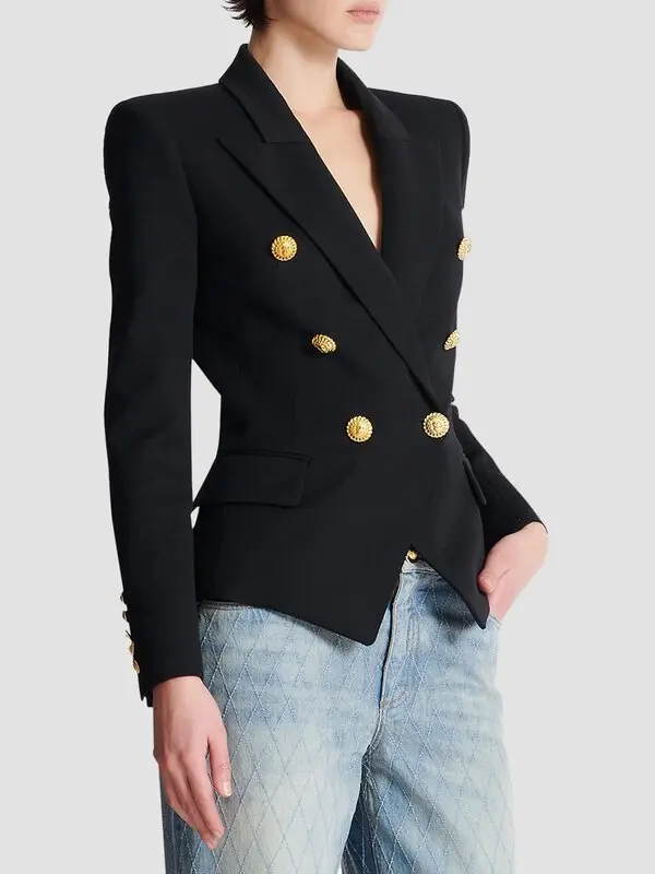 Balmain Wool Double-breasted Jacket - Noir