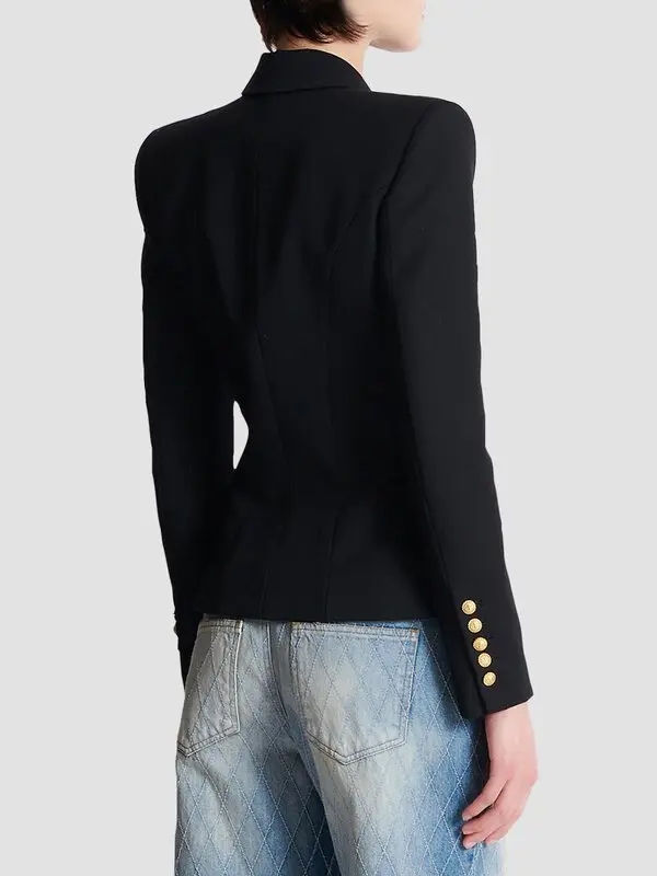 Balmain Wool Double-breasted Jacket - Noir