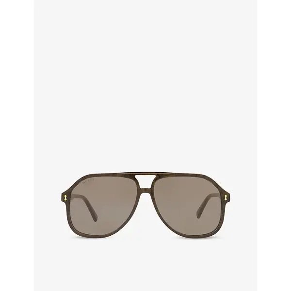 Gucci Gg1042s Aviator-frame Sunglasses - Blue