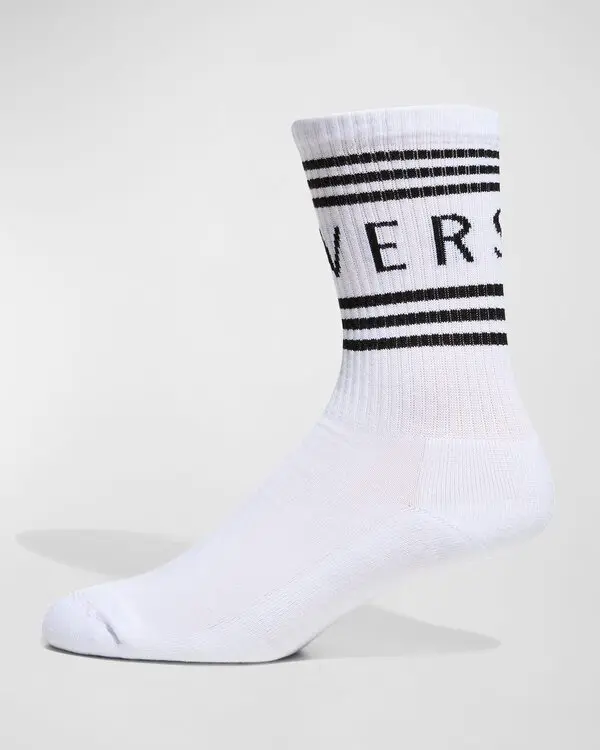 Versace Athletic Band Logo Crew Socks - Bianco/nero