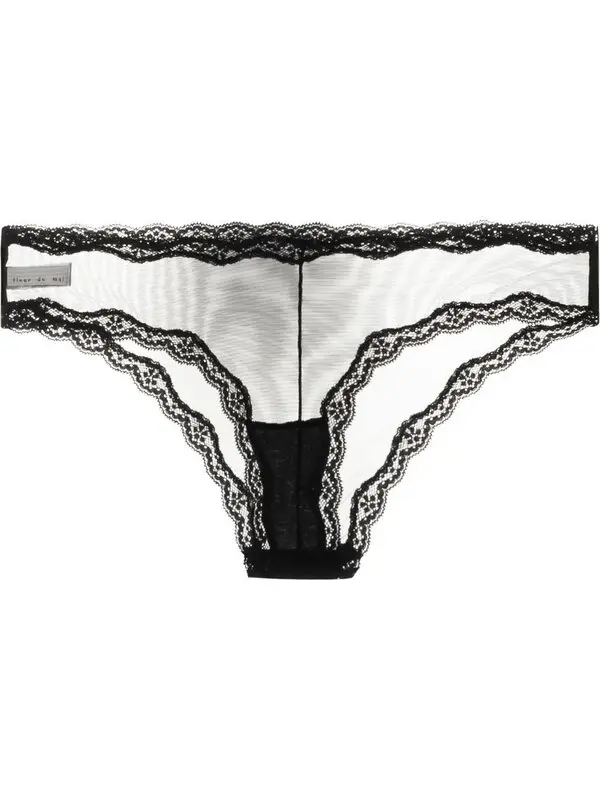 Fleur Du Mal Sheer Tulle Bikini Briefs - Black