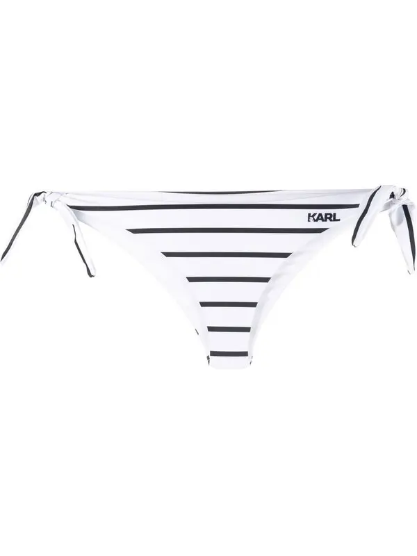 Karl Lagerfeld Striped Logo-print Bikini Bottom