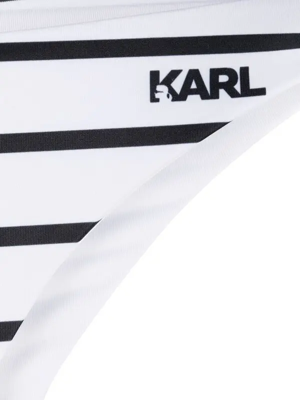 Karl Lagerfeld Striped Logo-print Bikini Bottom