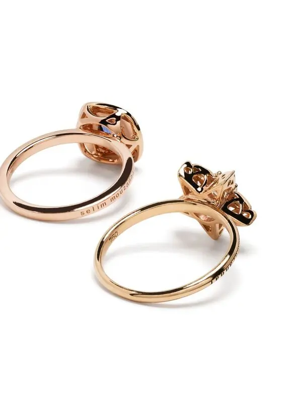 SELIM MOUZANNAR 18kt Rose Gold Diamond And Sapphire Ring Set