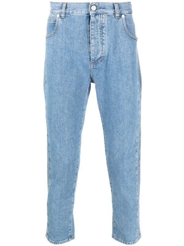 Balmain Embossed Logo Cropped Jeans