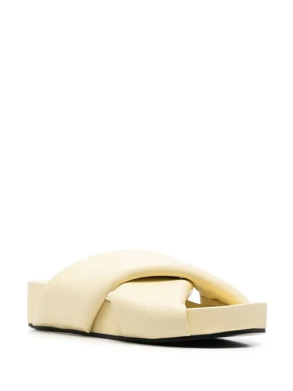 JIL SANDER Criss-cross Leather Slide Sandals - Yellow