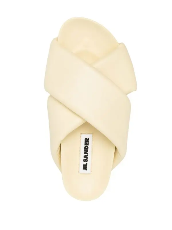 JIL SANDER Criss-cross Leather Slide Sandals - Yellow