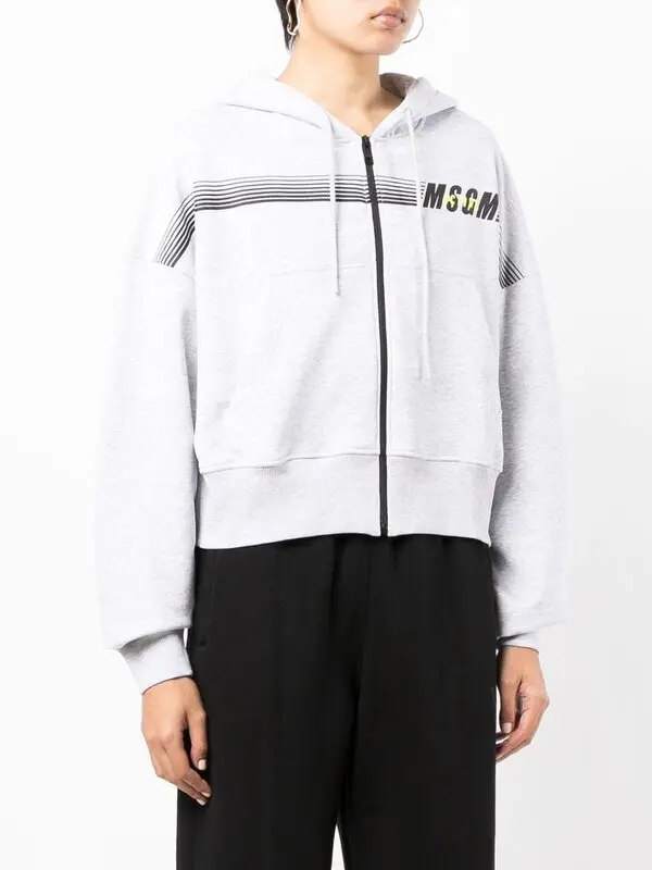 MSGM Logo-print Zip-up Hoodie
