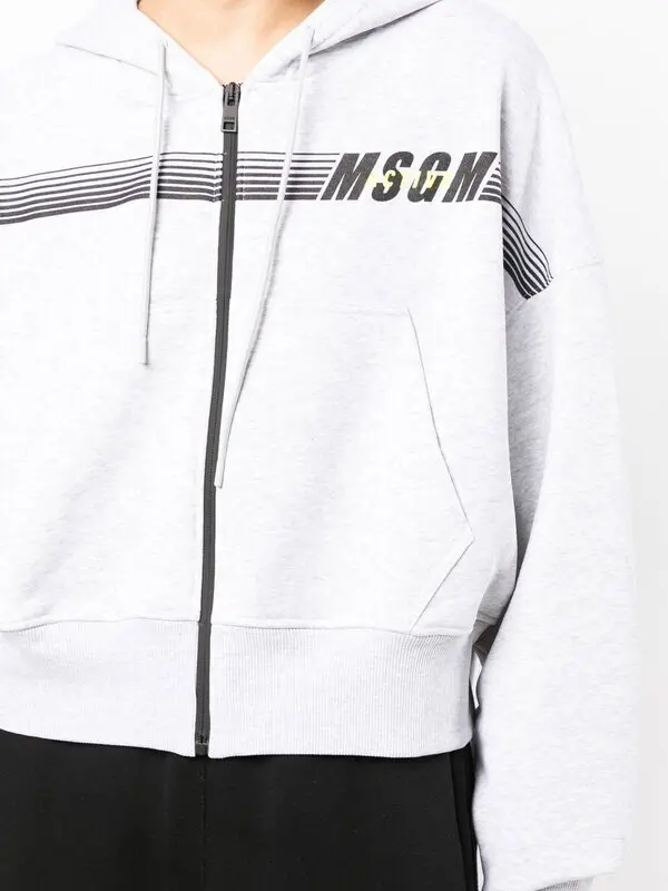 MSGM Logo-print Zip-up Hoodie