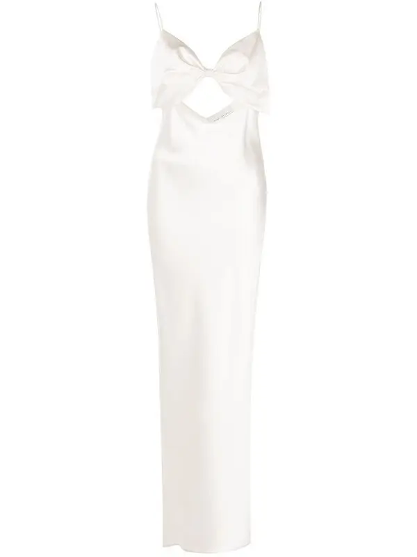 FLEUR DU MAL Bow-embellished Silk Slip Dress