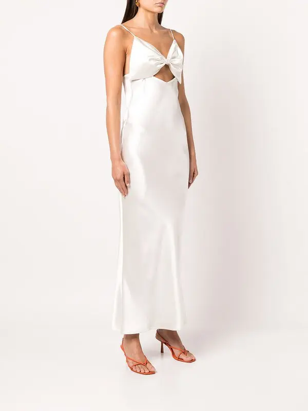 FLEUR DU MAL Bow-embellished Silk Slip Dress
