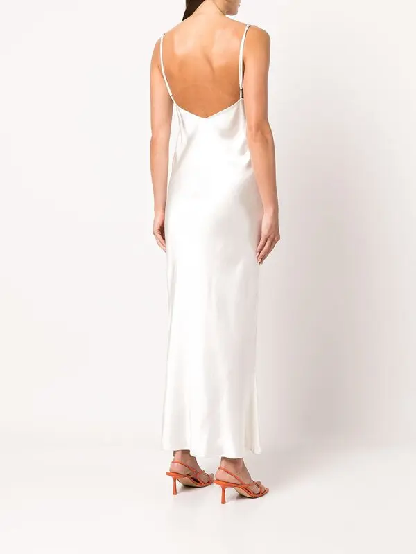 FLEUR DU MAL Bow-embellished Silk Slip Dress