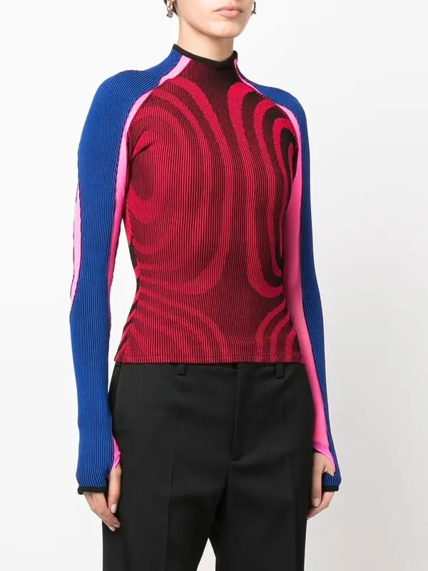 PAOLINA RUSSO Ribbed Long-sleeve Top - Red