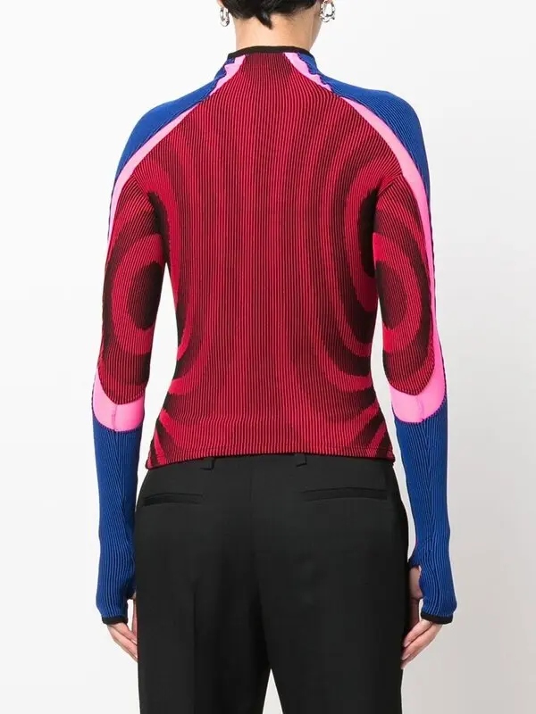 PAOLINA RUSSO Ribbed Long-sleeve Top - Red