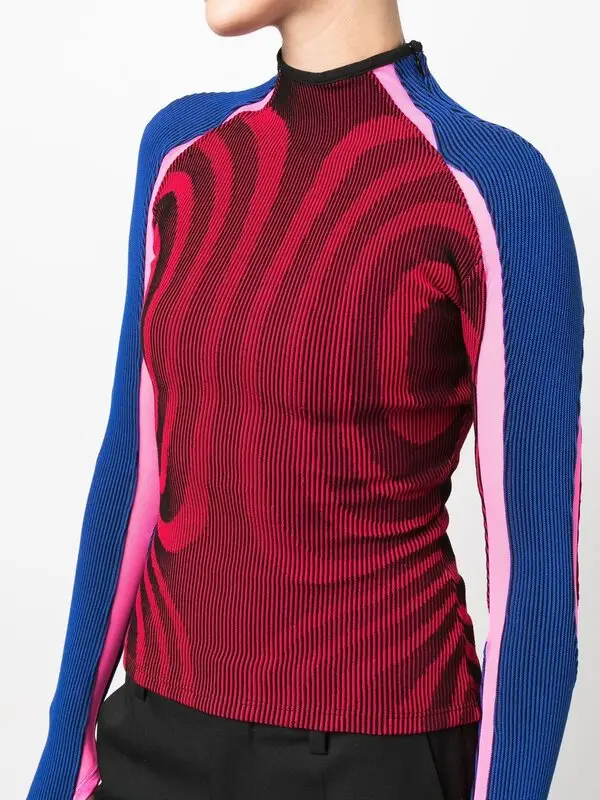 PAOLINA RUSSO Ribbed Long-sleeve Top - Red
