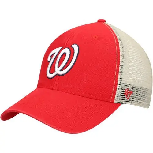 '47 Natural Washington Nationals Flagship Washed Mvp Trucker Snapback Hat - Red