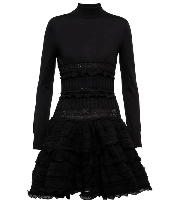 Alaïa Crinoline Wool Minidress - Black