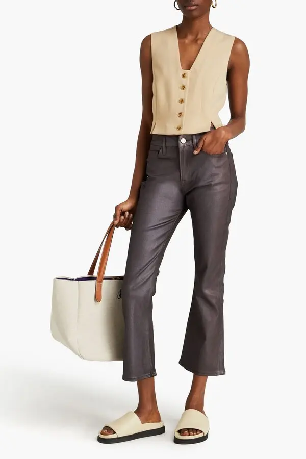 FRAME Le Crop Mini Boot High-rise Jeans - Chocolate