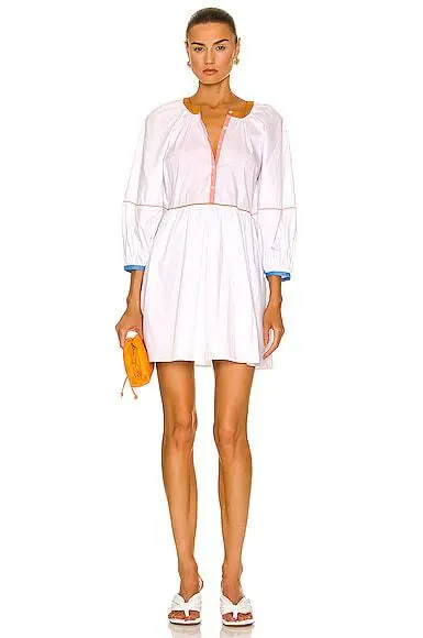 Staud Mini Demi Dress In White - White, Land, & Sea | Editorialist