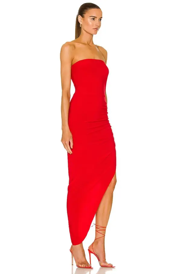 Norma Kamali Strapless Side Drape Gown