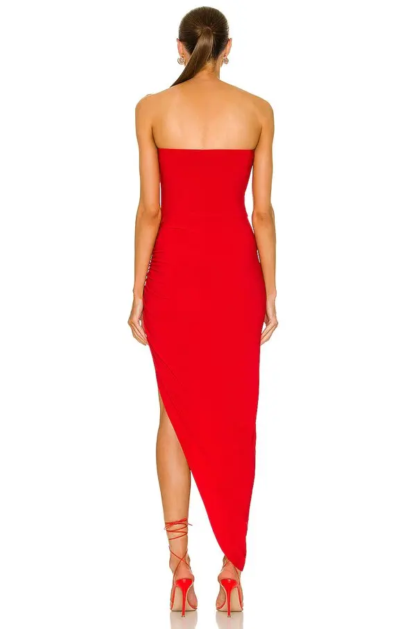 Norma Kamali Strapless Side Drape Gown