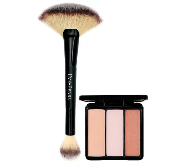 EVE PEARL Blush Trio & Fan Highlighter Brush - One-color