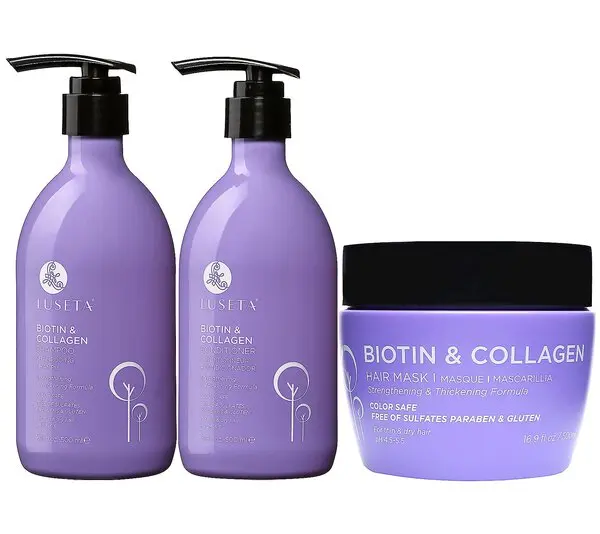 LUSETA BEAUTY Biotin & Collagen Shampoo & Conditioner & Hair Mask - One-color