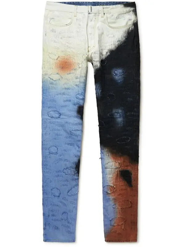 Givenchy Slim-fit Tapered Tie-dyed Jeans - Blue