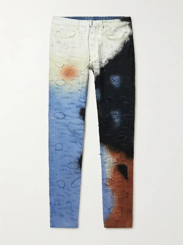 Givenchy Slim-fit Tapered Tie-dyed Jeans - Blue