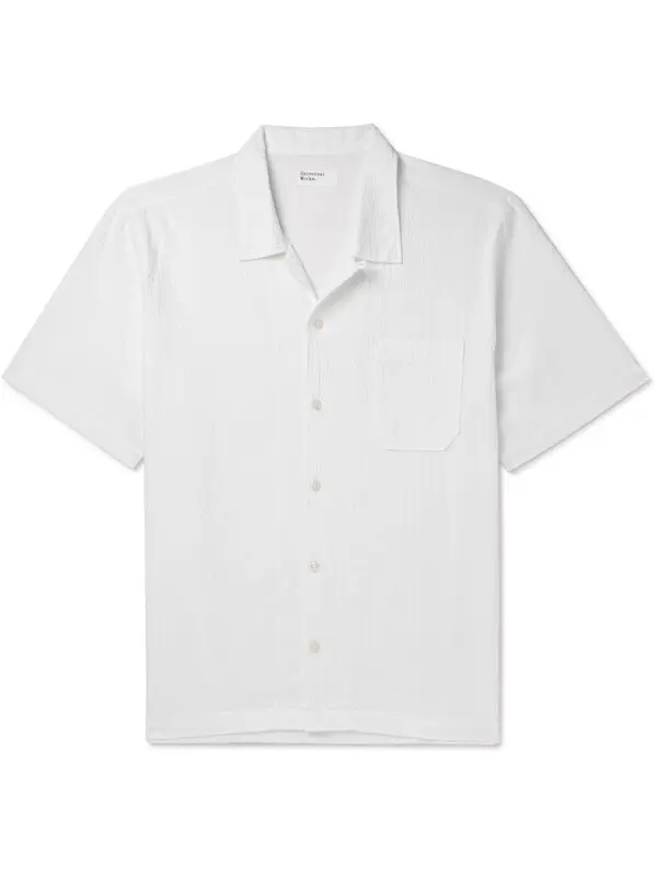 Universal Works Road Convertible-collar Stretch-cotton Seersucker Shirt