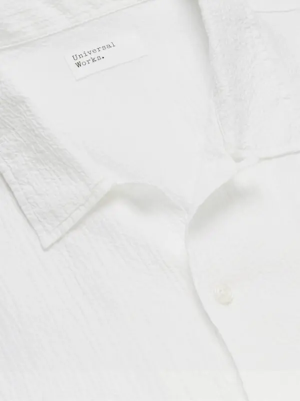 Universal Works Road Convertible-collar Stretch-cotton Seersucker Shirt