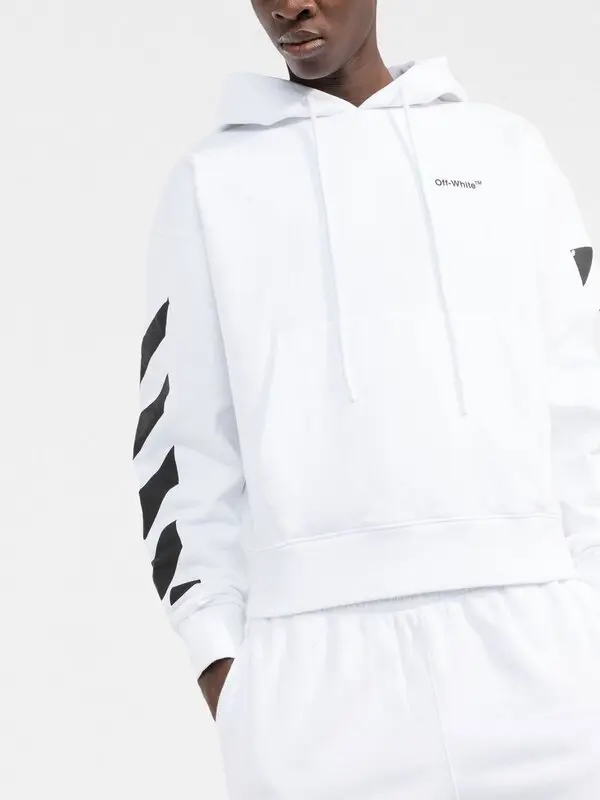 Off-White Diag-stripe Cotton Hoodie - White