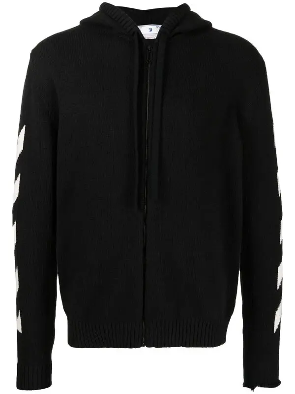 Off-White Diag-stripe Print Hoodie - Black