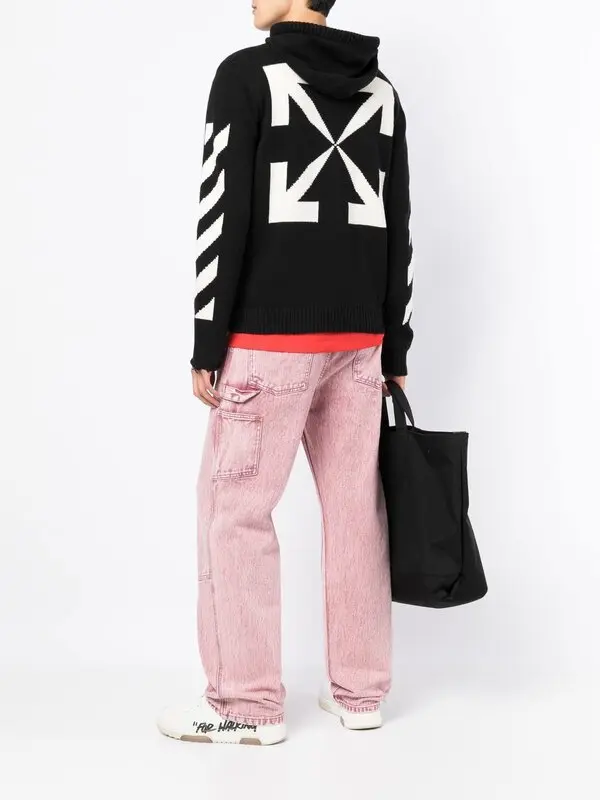 Off-White Diag-stripe Print Hoodie - Black