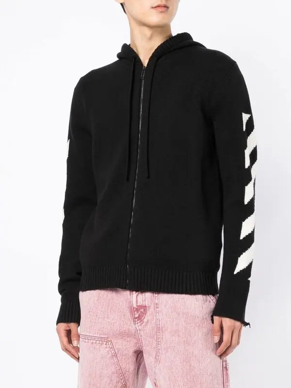 Off-White Diag-stripe Print Hoodie - Black