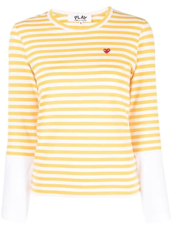 Play Comme Des Garcon Striped Long-sleeve T-shirt - Yellow