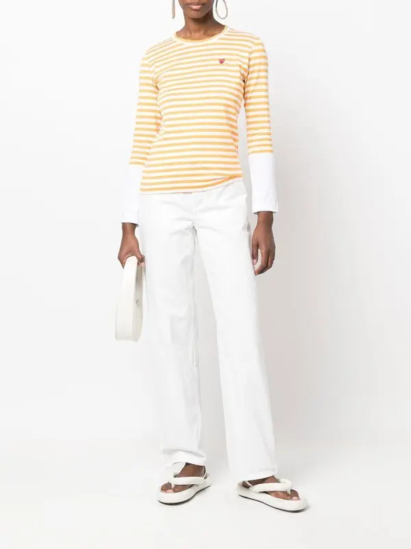 Play Comme Des Garcon Striped Long-sleeve T-shirt - Yellow