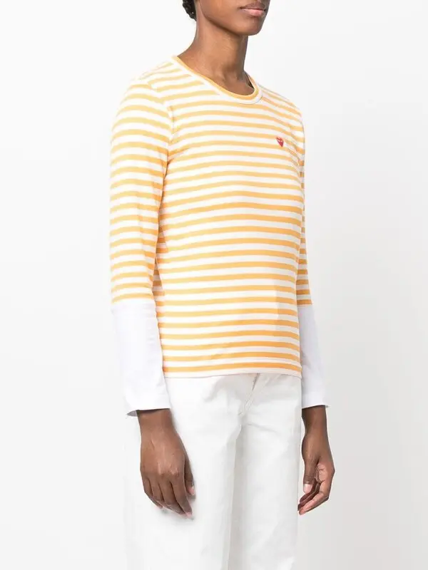 Play Comme Des Garcon Striped Long-sleeve T-shirt - Yellow