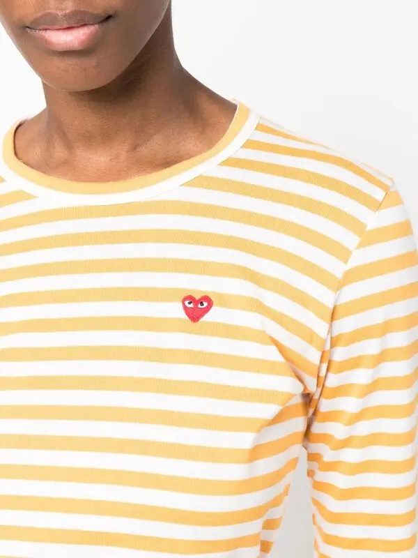 Play Comme Des Garcon Striped Long-sleeve T-shirt - Yellow