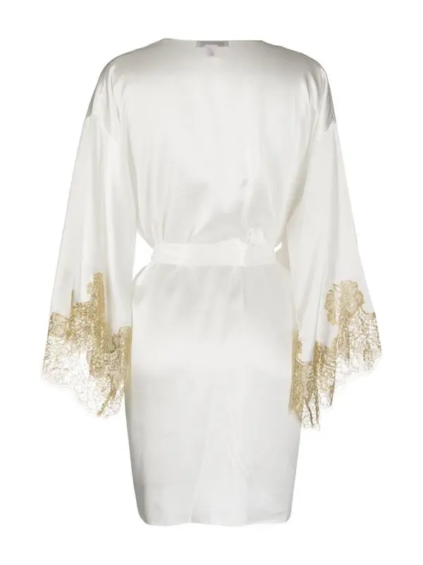 GILDA & PEARL Gina Lace-trim Silk Robe - White