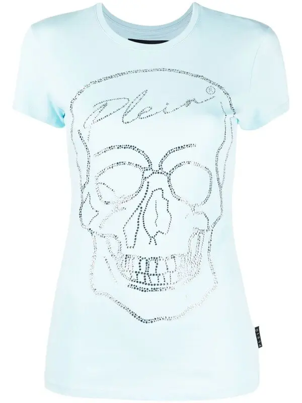 Philipp Plein Crystal Skull T-Shirt Blue 60% Off Editorialist